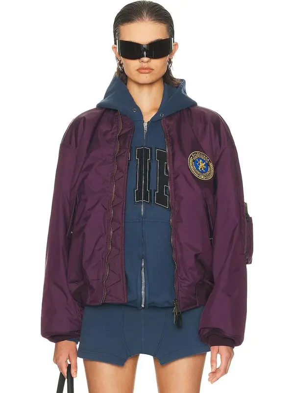 Balenciaga Large Fit Bomber Jacket - New Aubergine