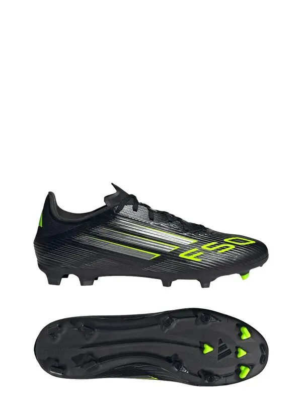 Adidas F50 League Firm/multi-ground Cleats - Core Black / Iron Metallic / Lucid Lemon