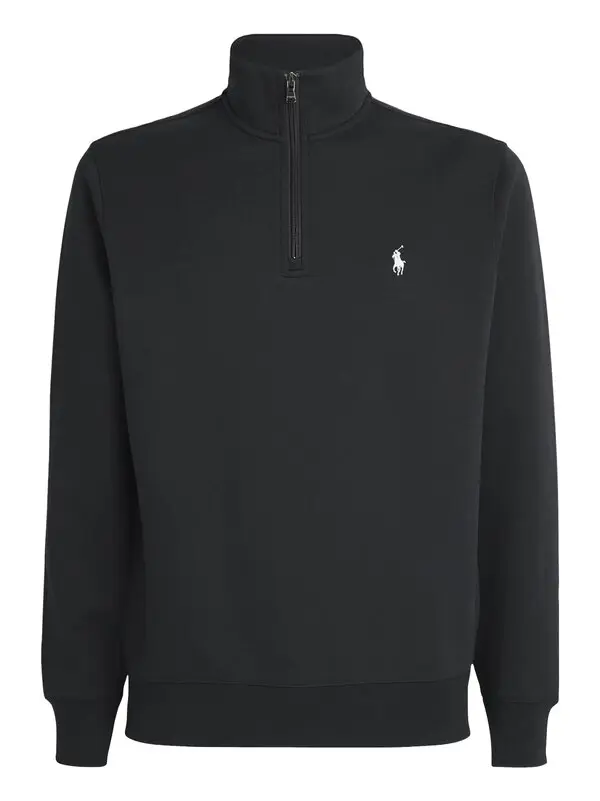 Polo Ralph Lauren Cotton-blend Quarter-zip Sweatshirt - Black
