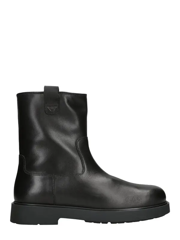 Giorgio Armani Leather Ankle Boots - Black