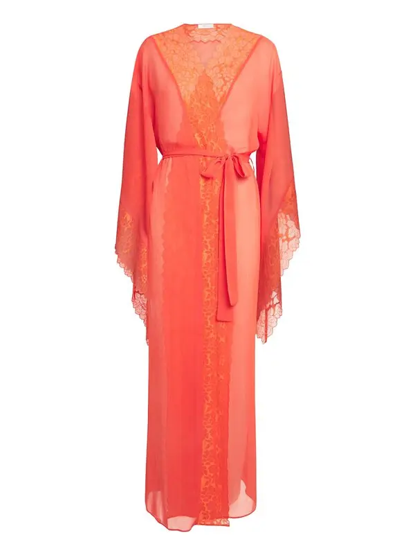 BOCAN Silk Chiffon Long Robe - Orange