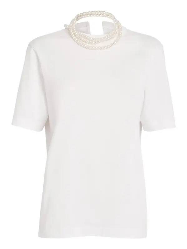 Carven Faux Pearl-neck T-shirt - White