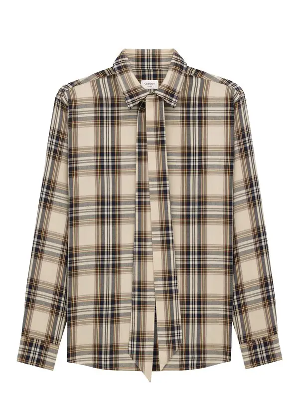 Saint Laurent Tartan Pussy-bow Shirt - Yellow