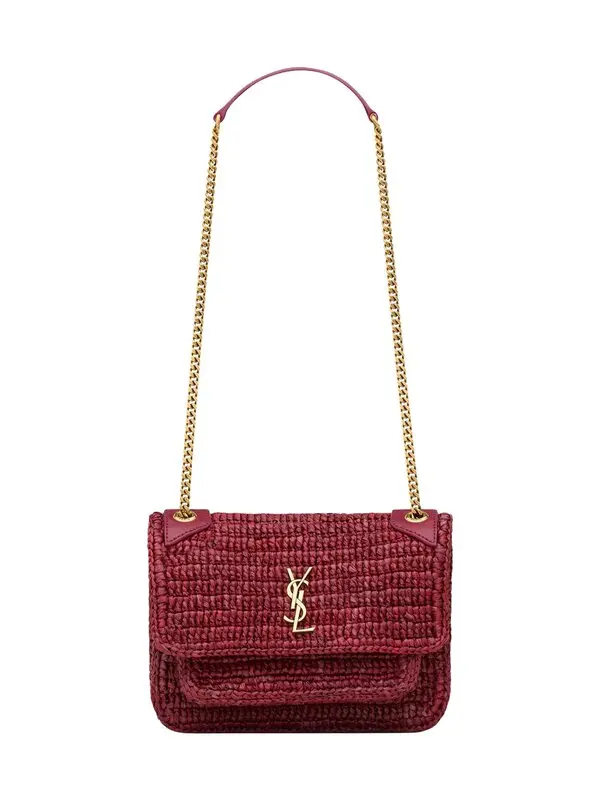 Saint Laurent Mini Raffia Niki Shoulder Bag - Pink