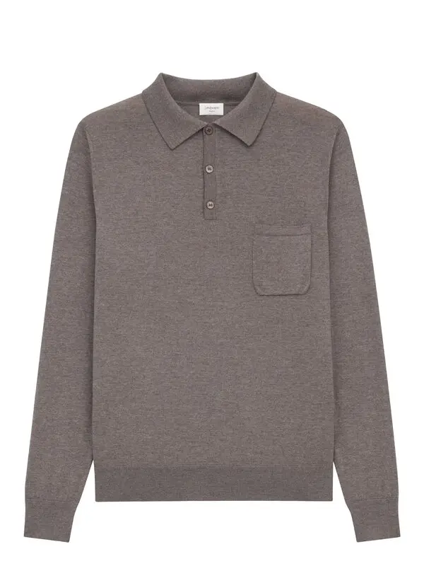 Saint Laurent Wool Long-sleeve Polo Sweater - Grey