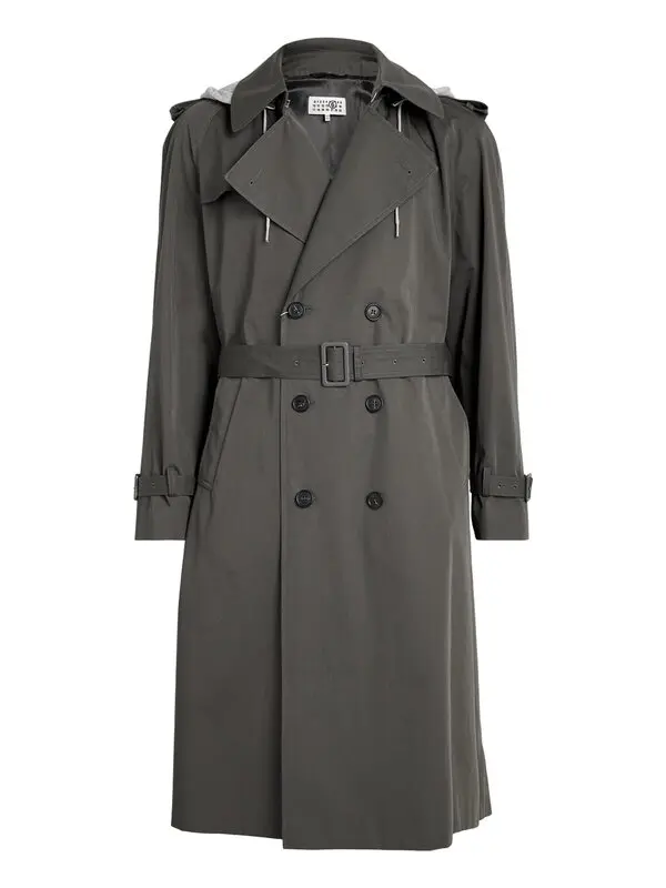 MAISON MARGIELA Cotton Hood-detail Trench Coat - Grey