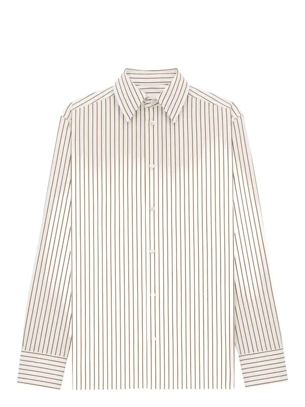Saint Laurent Cotton Striped Shirt - Nude