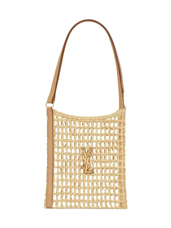 Saint Laurent Mini Raffia Oxalis Shoulder Bag - Nude