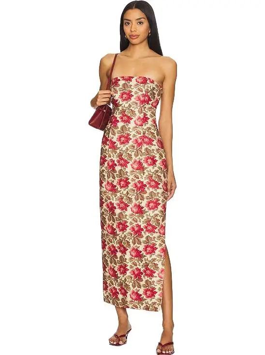 Posse Rosalie Strapless Midi Dress - Red