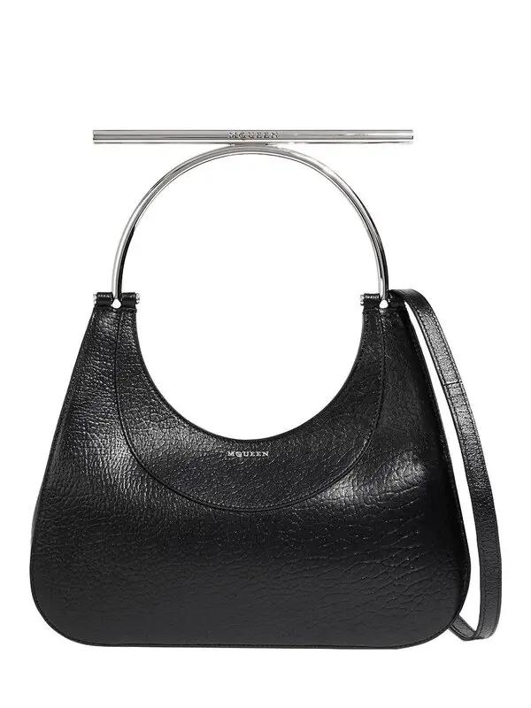 Alexander McQueen Mini T-bar Pebbled-leather Shoulder Bag - Black