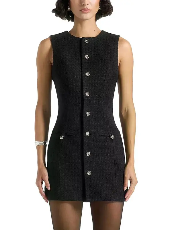 Manière De Voir Nadine Tweed Mini Dress - Black