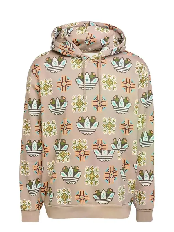 Adidas Logo-pattern Hoodie - Neutrals
