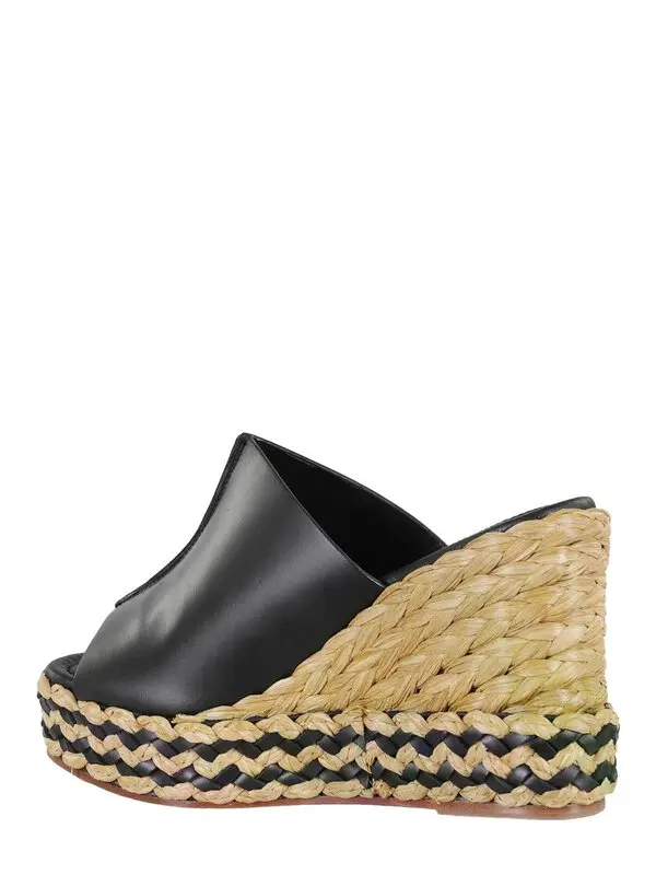 PALOMA BARCELO Ivana Leather Platform Raffia Sandals - Black