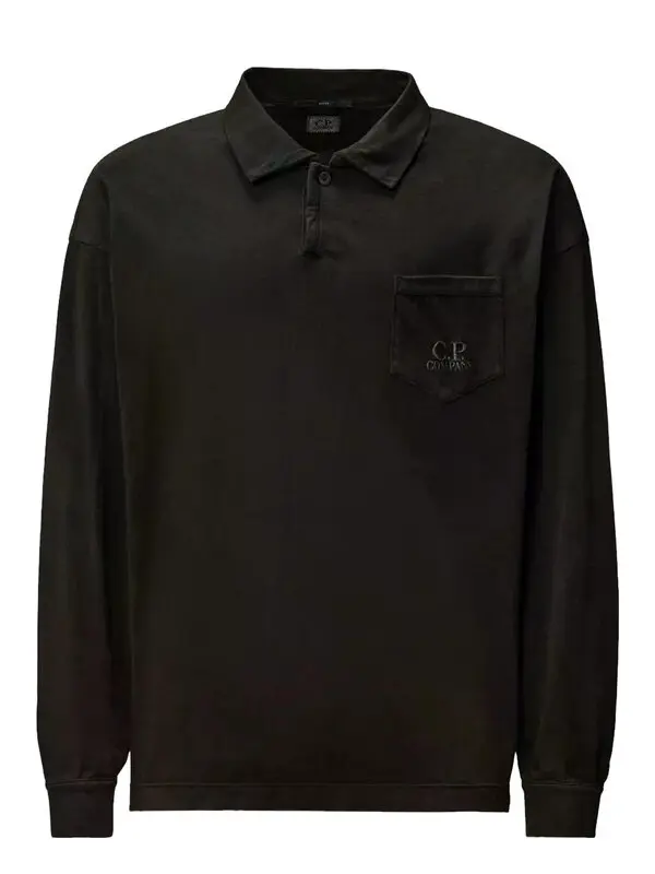 C.P. COMPANY Pocket Longsleeved Polo Shirt - Black