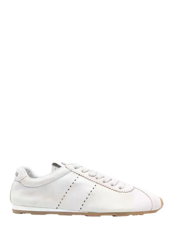 Miu Miu Bleached Leather Sneakers - White