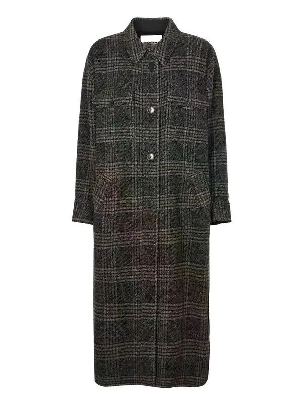 MARANT ETOILE Checked Buttoned Coat - Grey