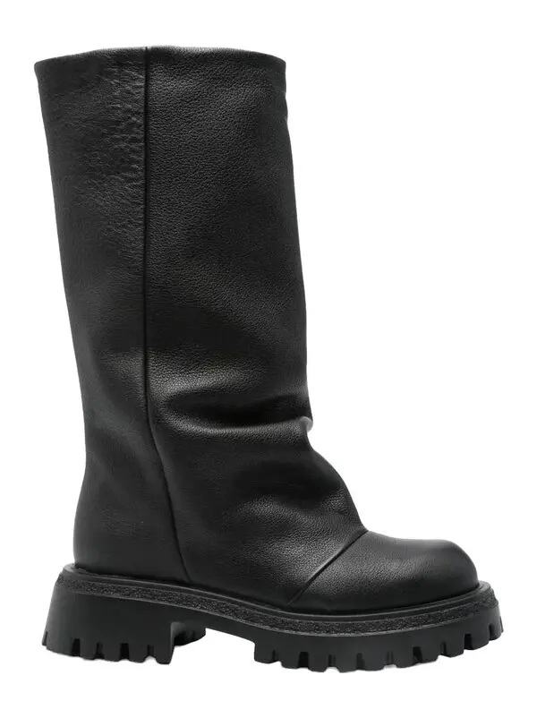 GISEL MOIRE 40mm Slouch Calf-leather Boots - Black
