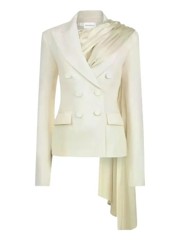 Nina Ricci Draped Scarf Double-breasted Blazer - Neutrals