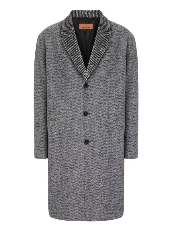 Missoni Herringbone-patterned Overcoat - Grey