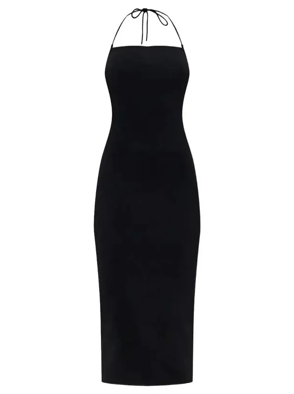 Cult Gaia Halterneck Ribbed Midi Dress - Black