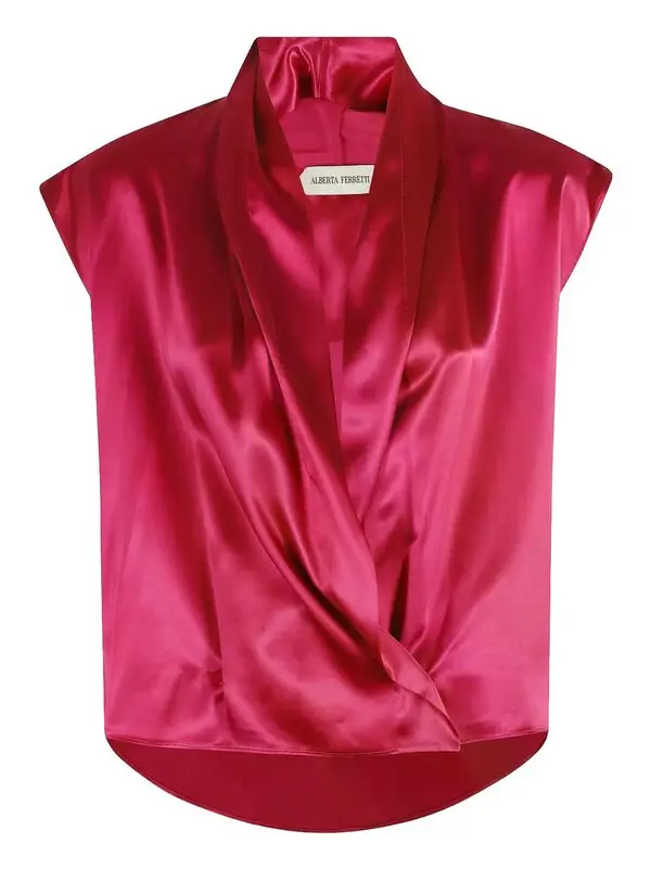Alberta Ferretti Satin Wrap Top - Pink