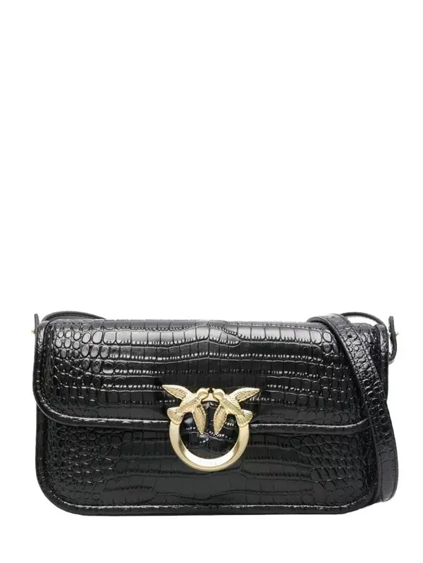 Pinko Crocodile-embossed Leather Crossbody Bag - Black