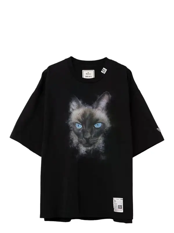 Mihara Yasuhiro Cat-print Text-detail T-shirt - Black