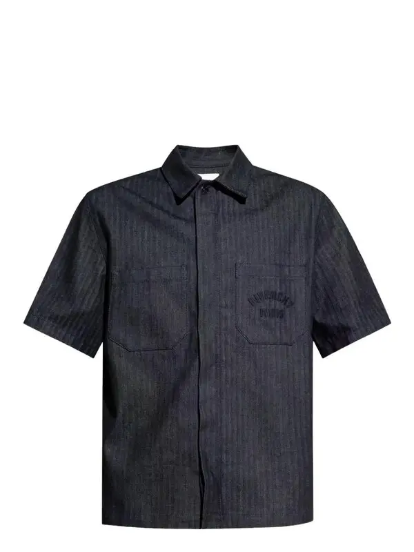 Givenchy Herringbone-pattern Embroidered Shirt - Blue
