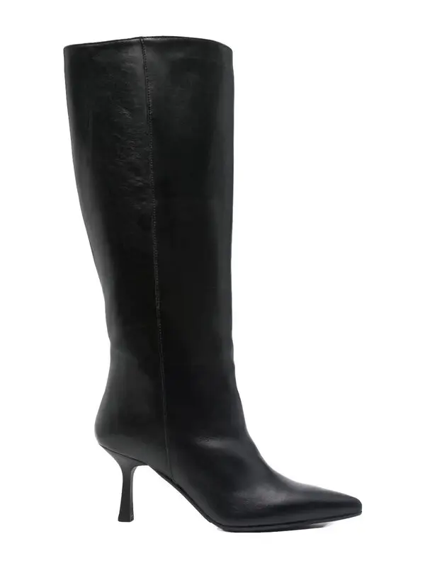 GISEL MOIRE 80mm Calf-leather Knee-high Boots - Black