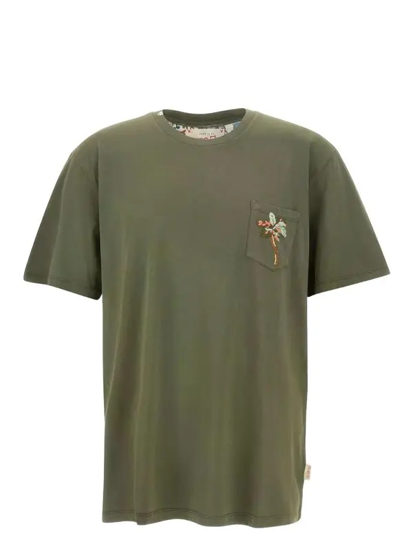 BOB Embroidered-pocket Crew-neck T-shirt - Green