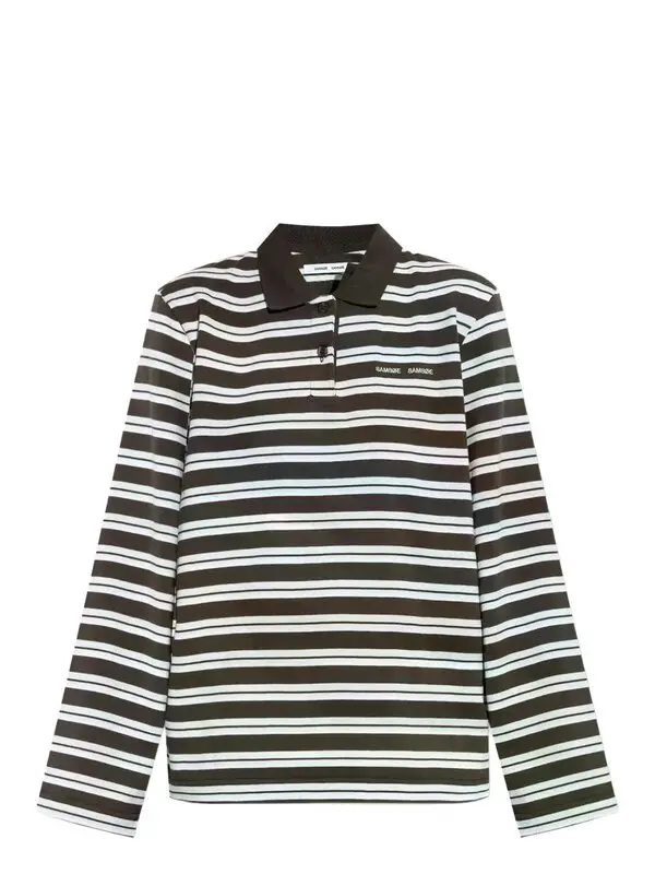 SAMSOE SAMSOE Sandover Striped Long-sleeve Polo Shirt - Brown