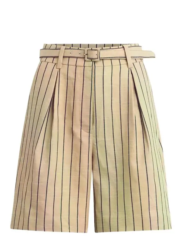 FAVORITE DAUGHTER Pinstripe Belted Shorts - Neutrals