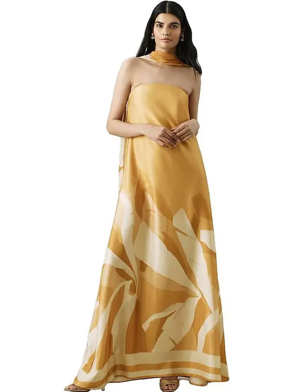 DIARRABLU Tubi Cape Maxi Dress - Yellow