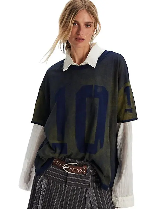 Free People We The Free Laid Back Tee - Indigo Combo