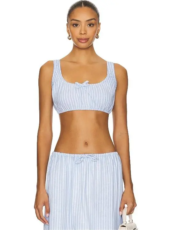 WeWoreWhat Scrunchy Top - Baby Blue & White