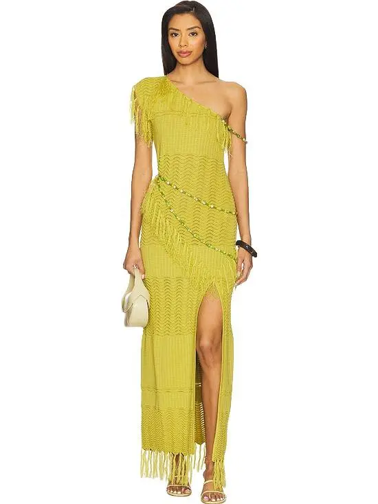 Yllw Frida Beaded Dress - Chartreuse