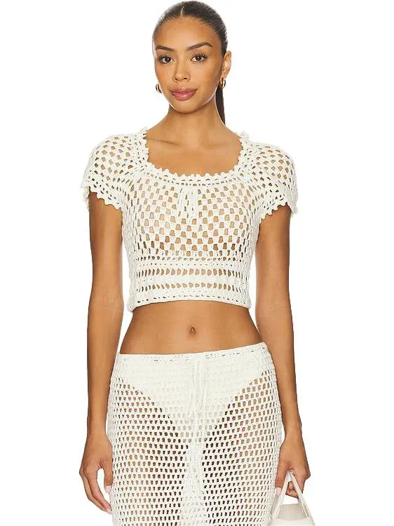 MORE TO COME Aulani Crochet Top - Ivory