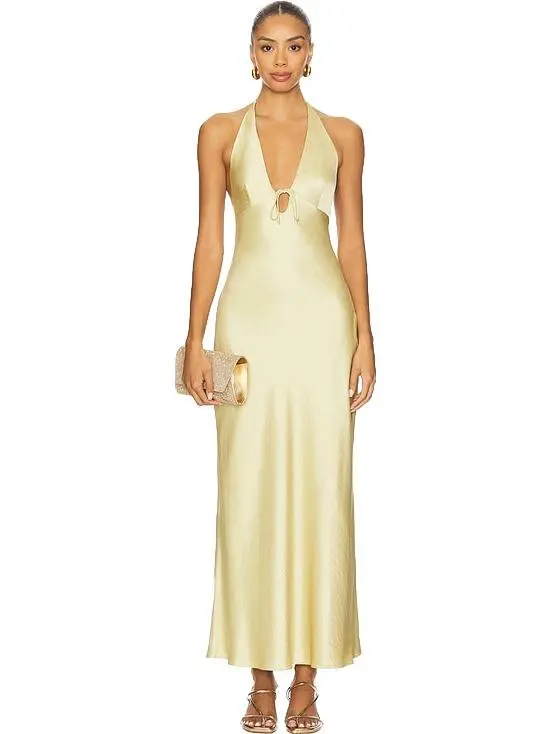NIA Otis Halter Midi Dress - Lemongrass
