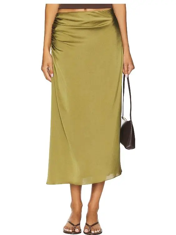 Theory Side Ruched Skirt - Avocado