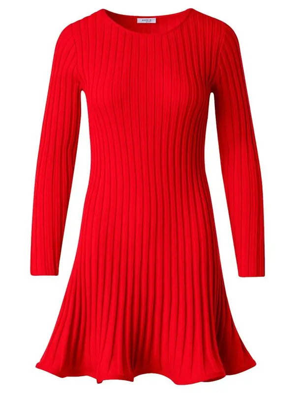 Akris Reversed Rib Knit Mini Dress - Vermillion