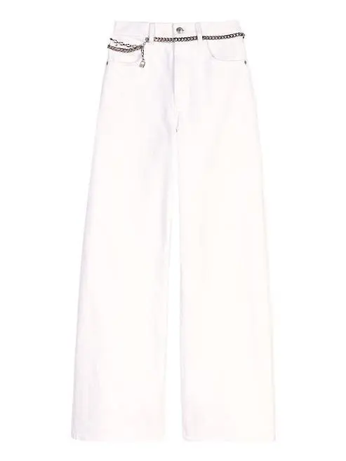 Maje Chain-belt Wide-leg High-rise Stretch-denim Jeans - White