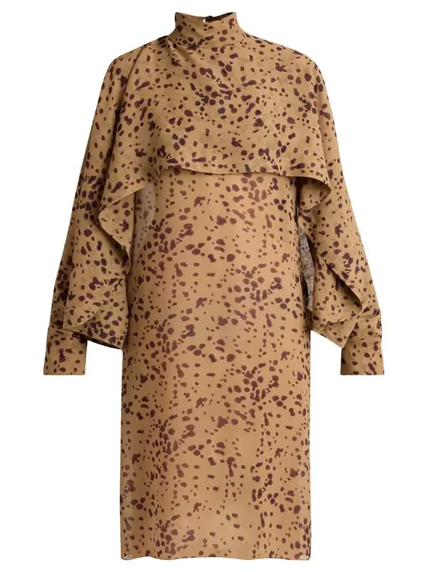 FERRAGAMO Orchid Print Cape Dress - Multi