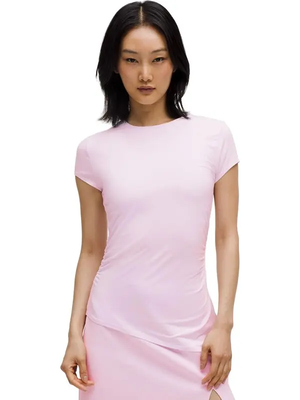Lululemon Modal-silk Asymmetrical-hem T-shirt - Pink Organza