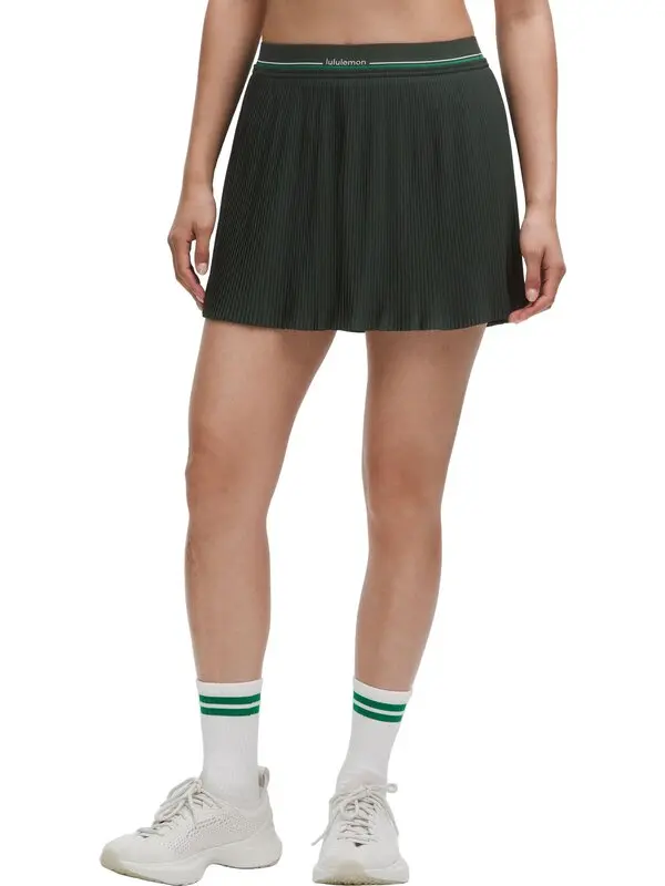 Lululemon Logo-waist Micro-pleat Mid-rise Tennis Skirt - Rainforest Green