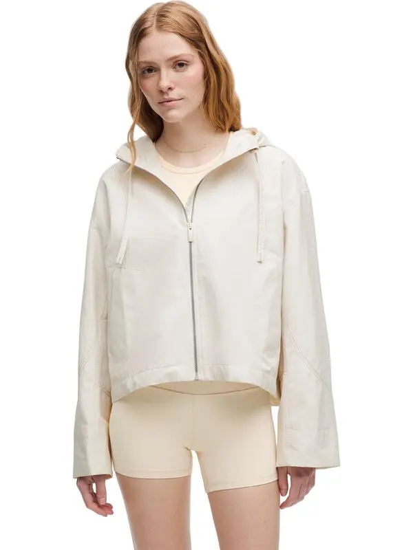 Lululemon Water-resistant Cropped Hooded Jacket - Light Ivory/sheer Oak