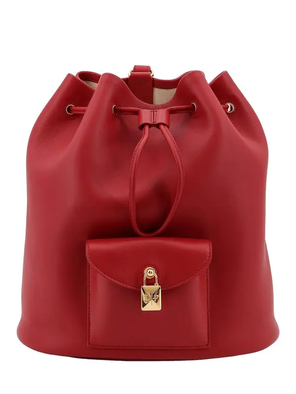 Loro Piana Extra Drawstring L27 Leather Backpack - Red