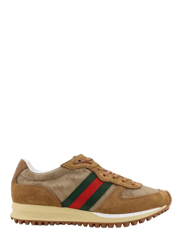 Gucci Remotion Gg Nylon And Suede Sneakers - Brown