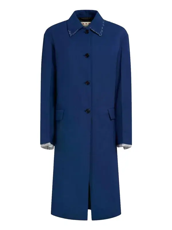 Marni Contrasting-stitch Single-breasted Coat - Blue
