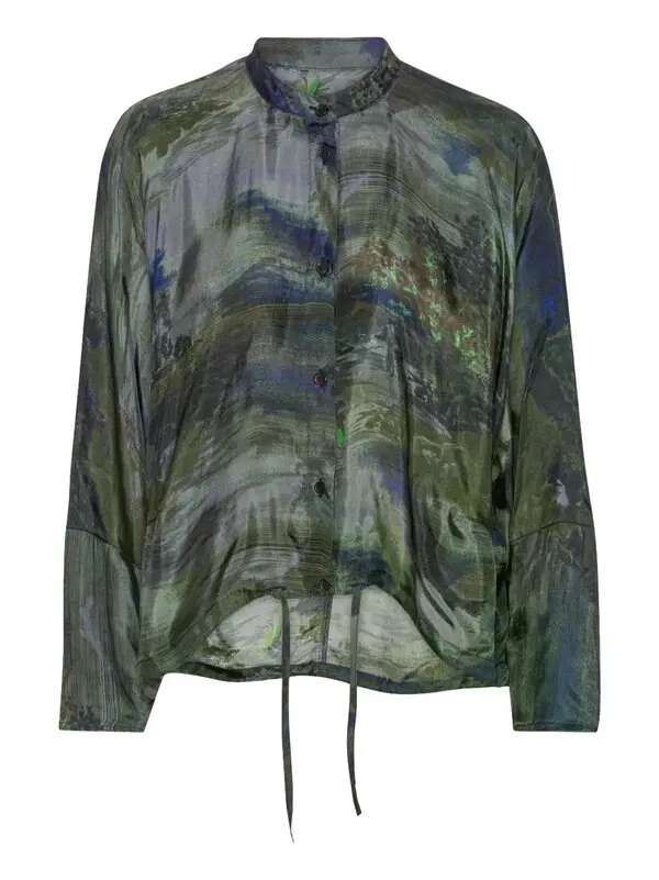 Henrik Vibskov Abstract-print Drawstring Top - Grey