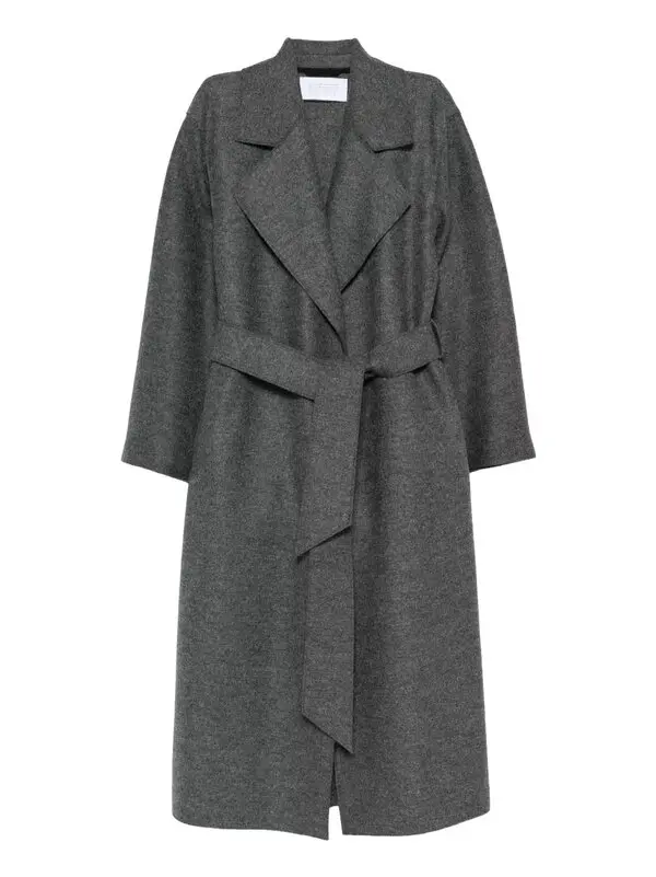 Harris Wharf London Belted Wool Wrap Coat - Grey